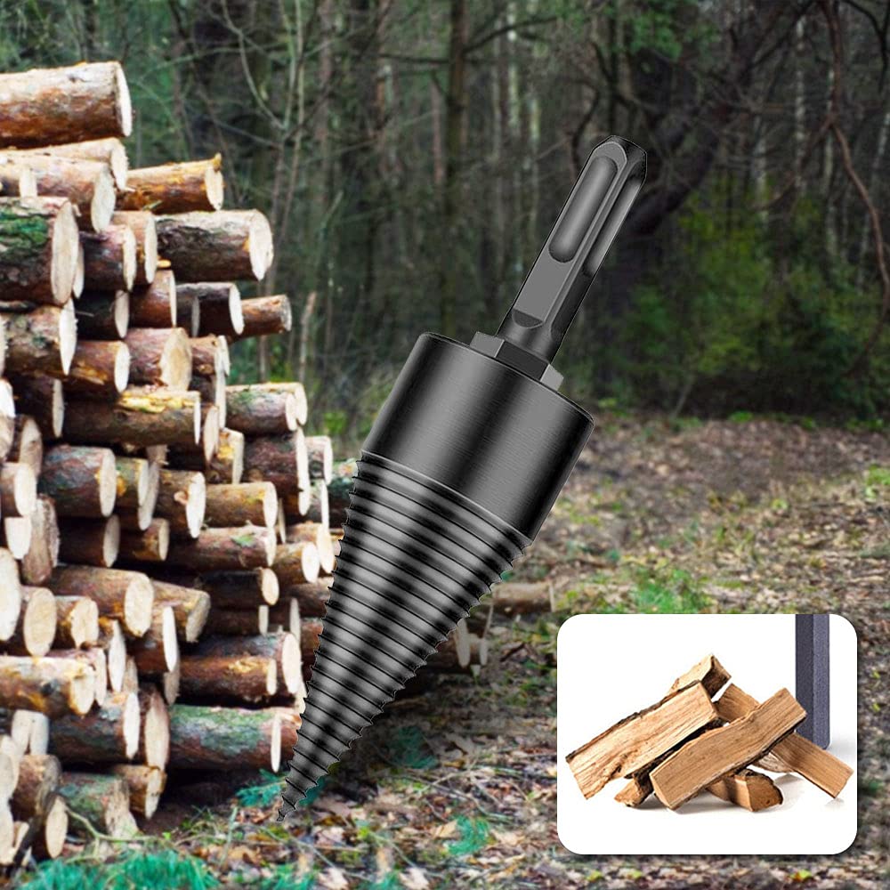 Wood Splitter Drill Bit, Log Splitter Drill Bit, Wood Splitting Drill Bit for Electric Drills, Detachable Firewood Drill Bit Wood Splitter, Removable Cones Kindling Wood Splitting Logs Bits (42mm)