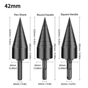 Wood Splitter Drill Bit, Log Splitter Drill Bit, Wood Splitting Drill Bit for Electric Drills, Detachable Firewood Drill Bit Wood Splitter, Removable Cones Kindling Wood Splitting Logs Bits (42mm)