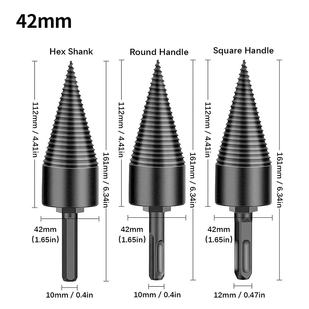 Wood Splitter Drill Bit, Log Splitter Drill Bit, Wood Splitting Drill Bit for Electric Drills, Detachable Firewood Drill Bit Wood Splitter, Removable Cones Kindling Wood Splitting Logs Bits (42mm)