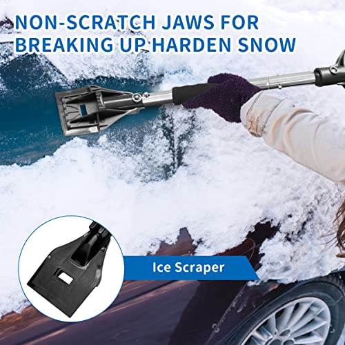 Snow Shovel for Driveway, 3-in-1 Kit Brush and Ice Scraper, Emergency Collapsible Design Snow Clearing Kit for Cars, Truck Camping and Outdoor Activities Easy to Use