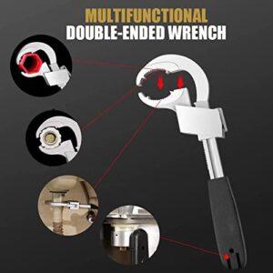 JTZXJJX Stubby Adjustable Wrench with 45MM Wide Jaw Opening for Plumbing Automotive and Industry Tight Spaces Work (Aluminum)