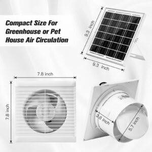 blessny Solar Powered Exhaust Fan, 10W Solar Panel + 6" Ventilation Vent Fan for Outside Greenhouse, Chicken Coop, Shed, Pet House, Attic