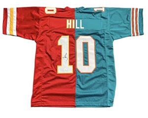 tyreek hill miami dolphins kansas city chiefs signed autograph rare split custom jersey jsa certified