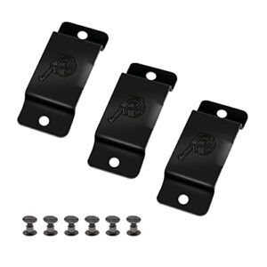 3pcs tape measure belt clip with screws, leathertape measure holder for belt (black)