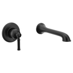 moen wt681bl dartmoor single handle wall mount filler high flow tub faucet with 10" spout reach, matte black