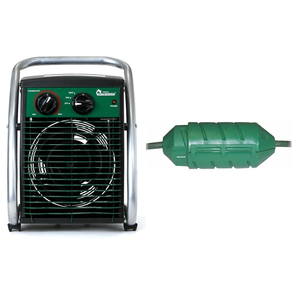 Dr. Heater DR218-1500W Greenhouse Garage Workshop Infrared Heater, 1500-watt & Farm Innovators INC Model CC-2 Connect Water-Tight Cord Lock-Green, Pack of 1