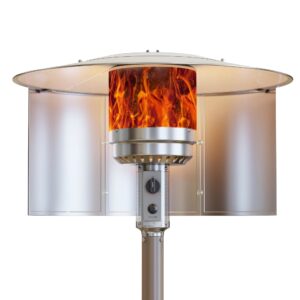 EAST OAK 50,000 BTU Patio Heater with Round Table Design, Double-Layer Stainless Steel Burner, Black & EAST OAK Patio Heater Reflector Shield, Propane Patio Heaters Focusing Reflector