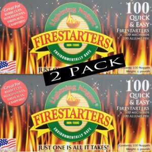 Lightning Nuggets AN100-2 200 Count Fire Starters, Tan (Pack of 200) & Lightning Nuggets N100SEB Super Economy Box Fire Starter 100, Count, Tan