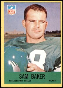 1967 philadelphia # 134 sam baker philadelphia eagles (football card) vg/ex eagles oregon st