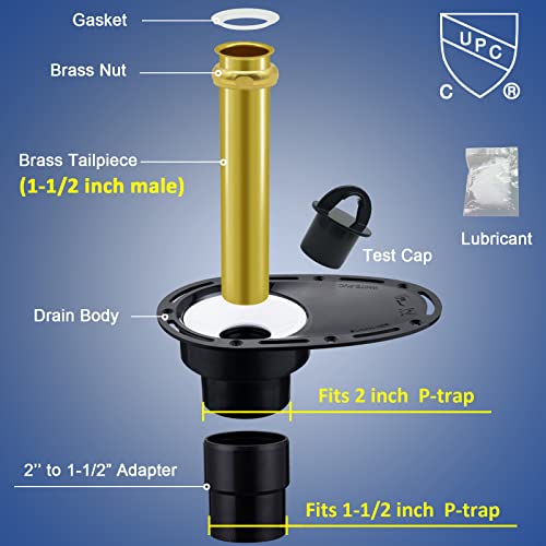 Upgrade Freestanding Tub Drain Rough-in Kit for Freestanding Bathtub, with Brass Pipe and ABS Pipe - CUPC Certification