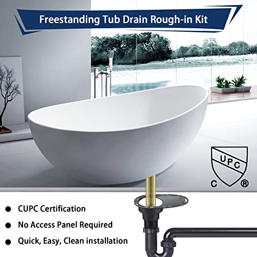 Upgrade Freestanding Tub Drain Rough-in Kit for Freestanding Bathtub, with Brass Pipe and ABS Pipe - CUPC Certification