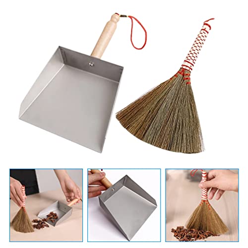 Zerodeko 1 Set Mini Broom Set Convenient Mini Broom Anti Static Brush Suit Kids Dustpan and Brush Toy Broom Cleaning Supplies Table Brush Miniature Grinder Child Stainless Steel