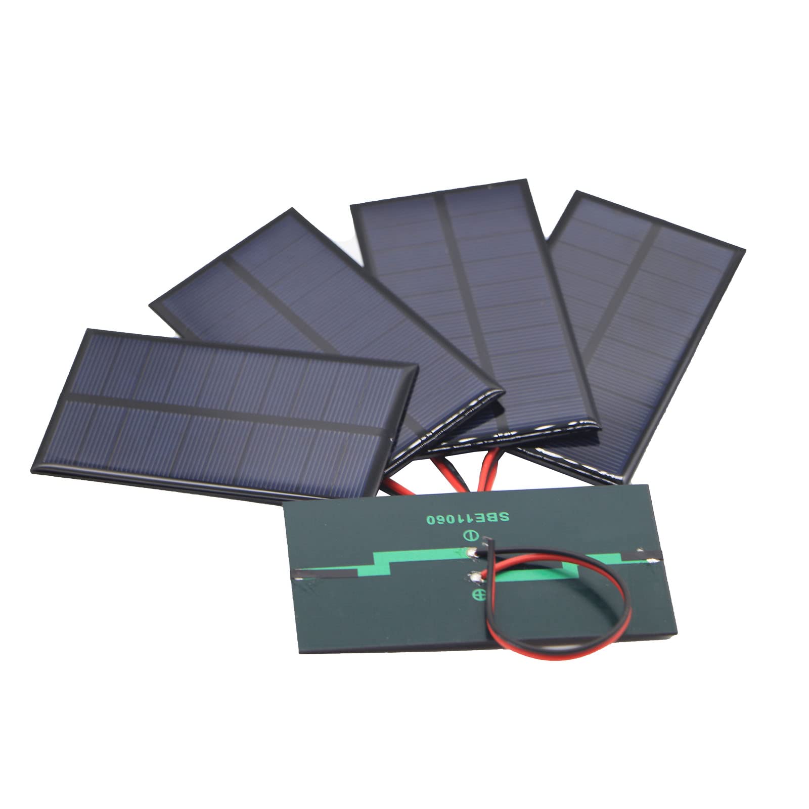 FellDen Micro Solar Panels with Wire, 5PCS 5V 200mA Photovoltaic Solar Cells Kit 110mmx60mm / 4.33''x 2.36''