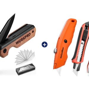 WORKPRO 2-in-1 Folding Knife/Utility Knife & VALUEMAX Utility Knife and Razor Blade Scraper Set