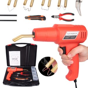 plastic welder gun 100w plastic welder car bumper repair kit plastic welding kit hot stapler plastic repair kit with 400pcs hot wave flat staples,plier,knife