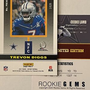 2021 Panini Instant Football Authentic TREVON DIGGS Pro Bowl Football Card Limited Print Run of Only 639 Cards! Plus Novelty CeeDee Lamb Card in Picture - Dallas Cowboys