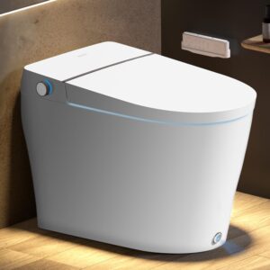 eplo smart bidet toilet auto open/close,modern minimalist toilet heated seat,warm water,auto flush,nightlight,electric elongated toilet with bidet built in,tankless one piece toilet for bathrooms g18