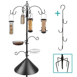 Bird Feeding Station Kit Bird Feeder Pole Wild Bird Feeder Kit with Squirrel Baffle and Suet Cage Mesh Tray Fruit Hook Double W Hook for Attracting Wild Birds