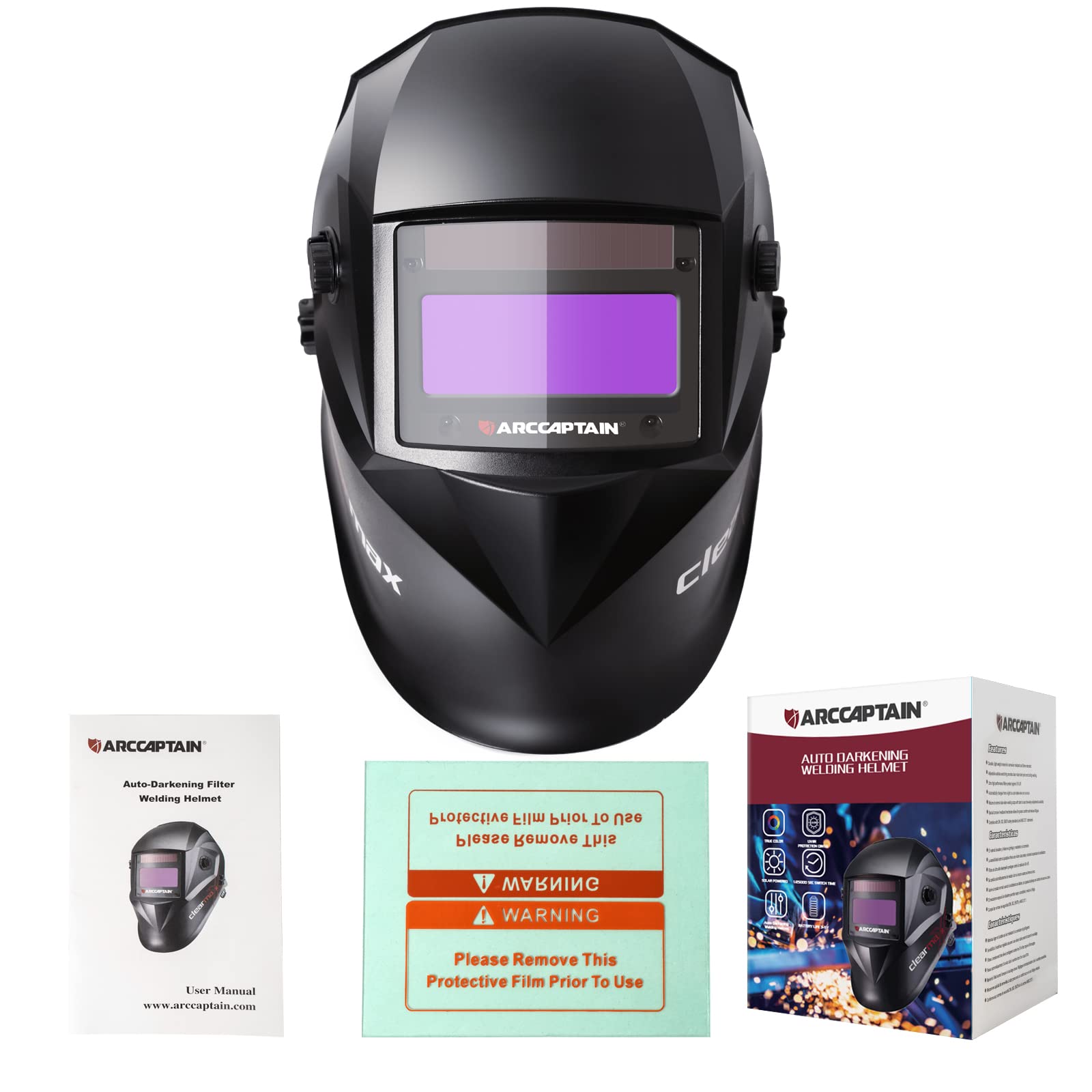 ARCCAPTAIN 130A MIG Welder & Large Viewing Screen Welding Helmet