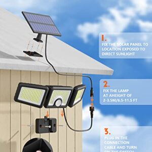 Otdair Solar Outdoor Lights,312 LED Solar Flood Lights,Separate Panel ,270°Wide Lighting Angle Security Lights(2 Pack)