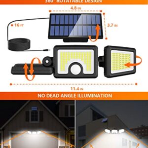 Otdair Solar Outdoor Lights,312 LED Solar Flood Lights,Separate Panel ,270°Wide Lighting Angle Security Lights(2 Pack)