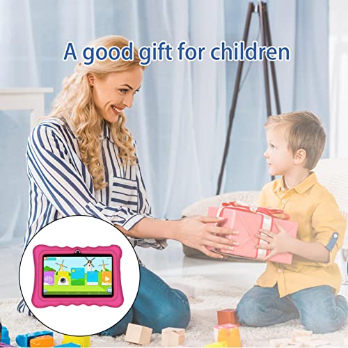 Kids Tablets, 7 inch, Android 11, 2GB RAM+16GB ROM, Bluetooth, Dual Cameras, with Protective Case and Foldable Stand, for Entertainment Education (Pink)