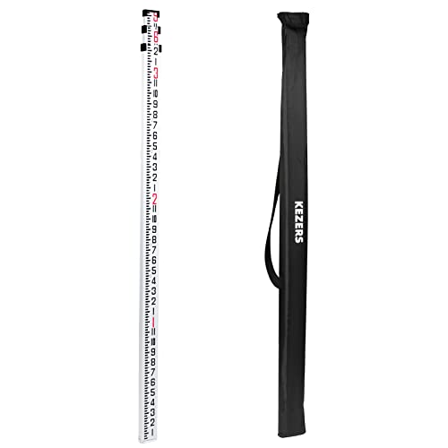 KEZERS 9 FT Dual Sided Aluminum Grade Rod - 8ths, 3 Section Telescopic Rod with Carrying Case