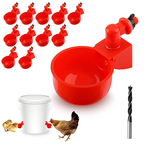 Belinova Chicken Water Cups 12 Pack,3/8 Inch Automatic Chicken Water Feeder,Geese,Quail,Poultry Waterer Kit for Ducks,BirdsWater Bowls…