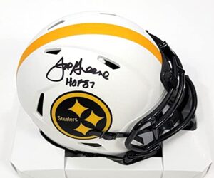 joe greene autographed pittsburgh steelers riddell lunar eclipse mini helmet w/hof 87 beckett witnessed - autographed nfl mini helmets