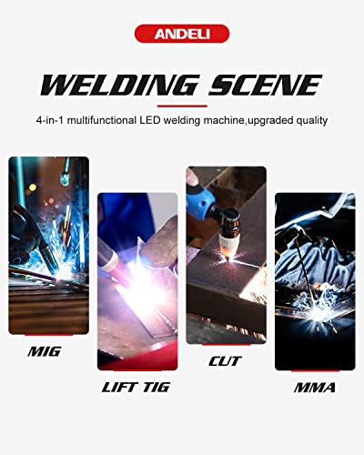 【Delete】ANDELI 110V/220V Multiprocess MIG Welder - MIG CUT TIG& MMA Welding and Flux Welding Without Gas LED Screen 5 in 1 Inverter MIG Welding Machine MCT-416