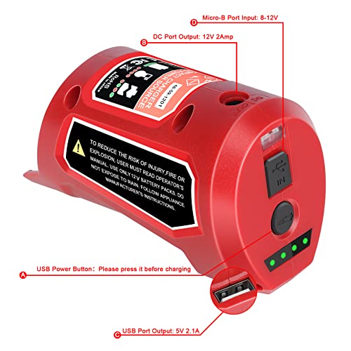 JYJZPB 12V USB Power Source Replacement Compatible for Milwaukee M12 12V Battery USB Charger Adapter for Milwaukee 12 Volts Heated Jacket 48-59-1201 48-11-2420 48-11-2411 M12 Power Source Adapter