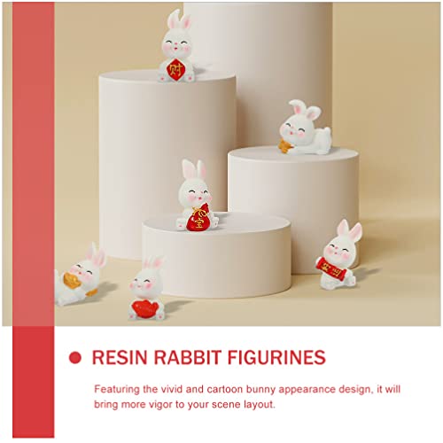 Didiseaon Mini Resin Rabbit Figurines 8pcs Rabbit Decorative Ornaments Resin Top Hat Cartoon Cartoon Rabbit Figurines