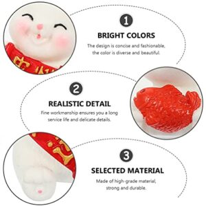 Didiseaon Mini Resin Rabbit Figurines 8pcs Rabbit Decorative Ornaments Resin Top Hat Cartoon Cartoon Rabbit Figurines