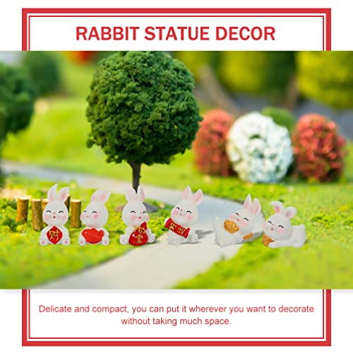 Didiseaon Mini Resin Rabbit Figurines 8pcs Rabbit Decorative Ornaments Resin Top Hat Cartoon Cartoon Rabbit Figurines