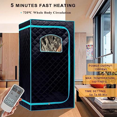 AURGOD Portable Full Size Infrared Sauna, One Person Sauna Tent Set for Home Spa with Temperature Remote Control, Heating Foot Pad and Reinforced Foldable Chair (Infrared Sauna)