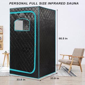 AURGOD Portable Full Size Infrared Sauna, One Person Sauna Tent Set for Home Spa with Temperature Remote Control, Heating Foot Pad and Reinforced Foldable Chair (Infrared Sauna)