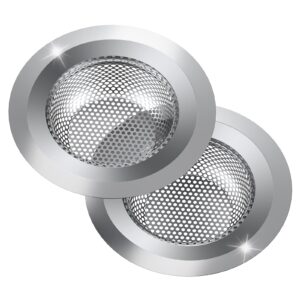 2pcs kitchen sink strainer, stainless steel sink drain strainer, large wide rim 4.5" diameter, food catcher for most sink drains kitchen sink basket strainer