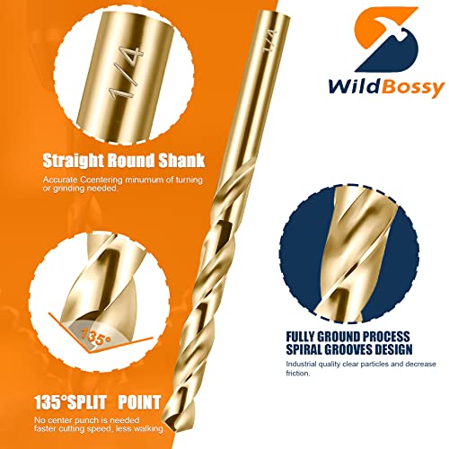 Cobalt Drill Bit Set 1/16" - 13PCS, M35 Twist Drill Bits Straight Shank, 1/16" High Speed Steel Drill Bits for Drilling in Hard Metal, Stainless Steel, Cast Iron