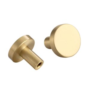 8 Pcs Brushed Brass Cabinet Knobs, 0.9 Inch Gold Drawer Knobs, Round Kitchen Cabinet Cupboard Closet Pulls Door Knobs Handles for Kitchen Dresser Knobs, with 1 Mini Screwdriver (0.78x0.9 inch)