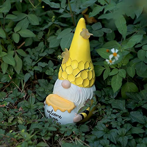 Newsparkle Garden Gnomes Decorations,Bee Garden Gnomes Outdoor for Yard,Garden Statues Beehive with Sunflower Solar Decor for Patio Yard Lawn Porch