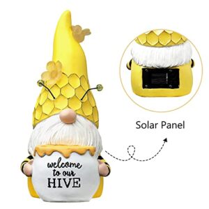 Newsparkle Garden Gnomes Decorations,Bee Garden Gnomes Outdoor for Yard,Garden Statues Beehive with Sunflower Solar Decor for Patio Yard Lawn Porch