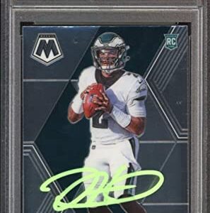 2020 Panini Mosaic #222 Jalen Hurts RC On Card Green PSA/DNA Auto GEM MINT 10 - Football Slabbed Autographed Rookie Cards