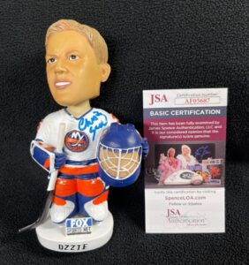 chris osgood signed new york islanders bobblehead fox sports figure jsa coa - autographed nhl figurines