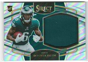 2021 panini select devonta smith silver prizm holo refractor jersey patch rookie card #'d /99