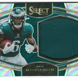 2021 Panini Select Devonta Smith Silver Prizm Holo Refractor Jersey Patch Rookie Card #'d /99