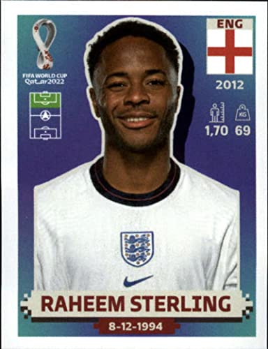 2022 Panini World Cup Qatar Sticker #ENG20 Raheem Sterling Group B England Mini Sticker Trading Card