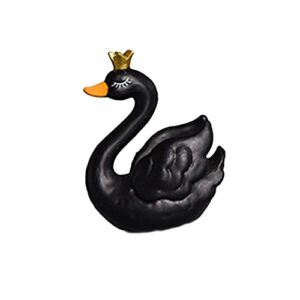 rebaba mini crown swan figurines, miniature fairy garden ornaments for home decor micro landscape crafts wedding gifts bonsai decor(black)