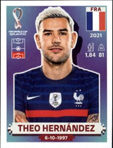 2022 panini world cup qatar sticker #fra6 theo hernandez group d france mini sticker trading card