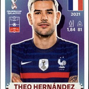 2022 Panini World Cup Qatar Sticker #FRA6 Theo Hernandez Group D France Mini Sticker Trading Card