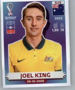 2022 panini world cup qatar sticker #aus8 joel king group d australia mini sticker trading card